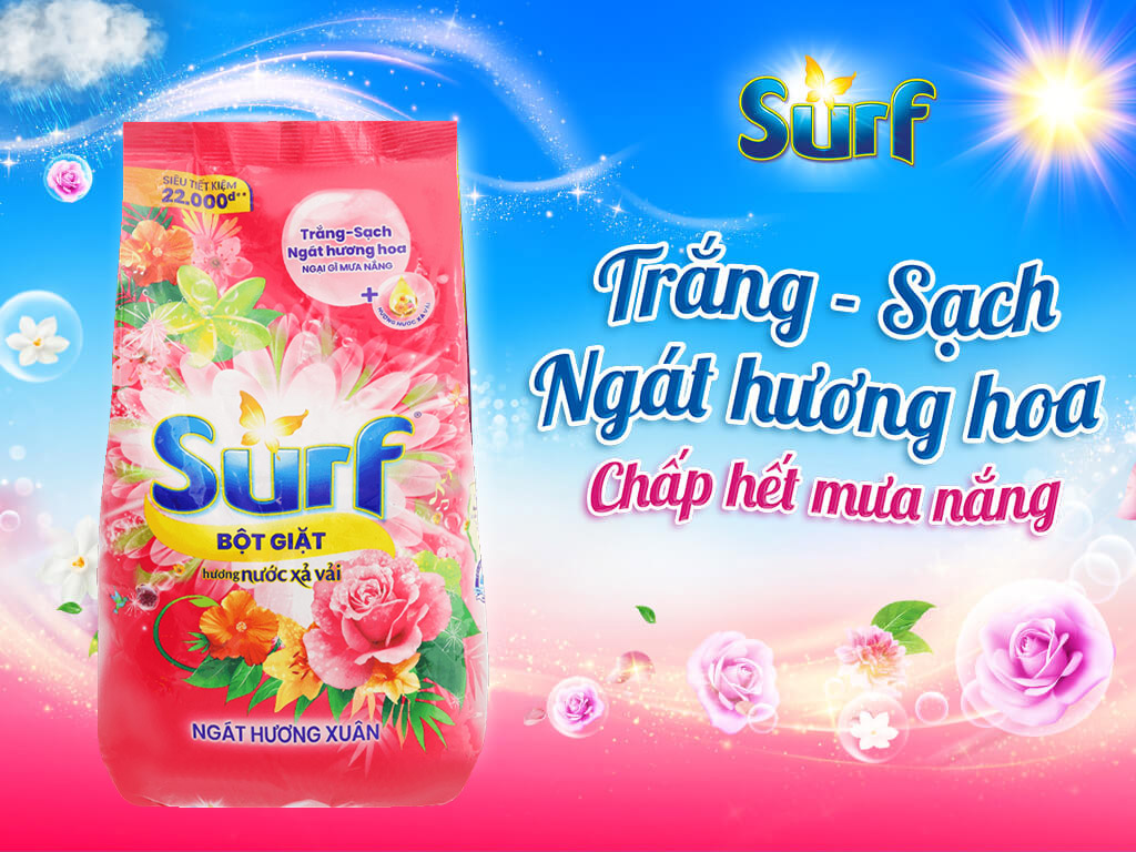 Bột Giặt Surf hương nước xả vải ngát hương xuân gói 5.5kg