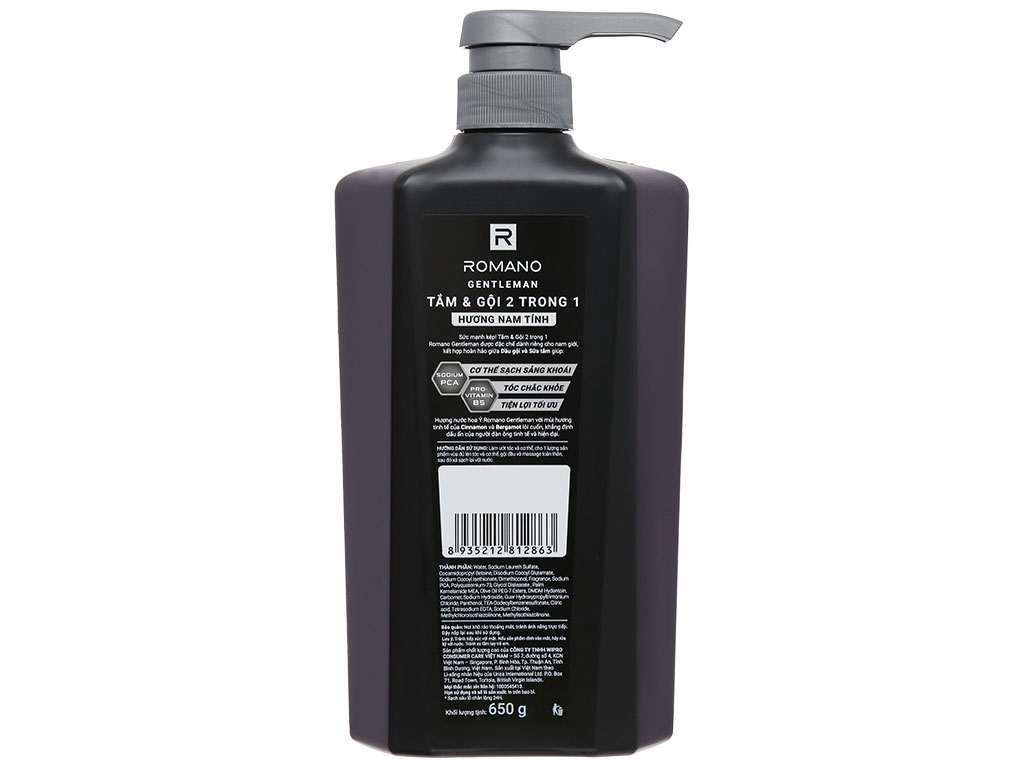 Tắm gội Romano gentleman 650g chính hãng tại Bách hoá XANH