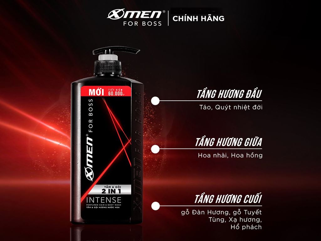 Tắm gội 2 in 1 X-men Boss Intense 650g tại Bách hóa XANH