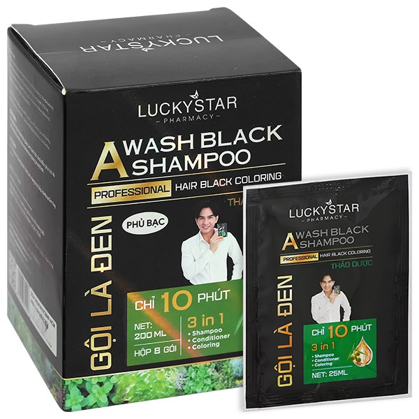 Dầu gội đen Lucky Star phủ bạc làm đen tóc hộp 8 gói x 25ml - 09/2025 ...