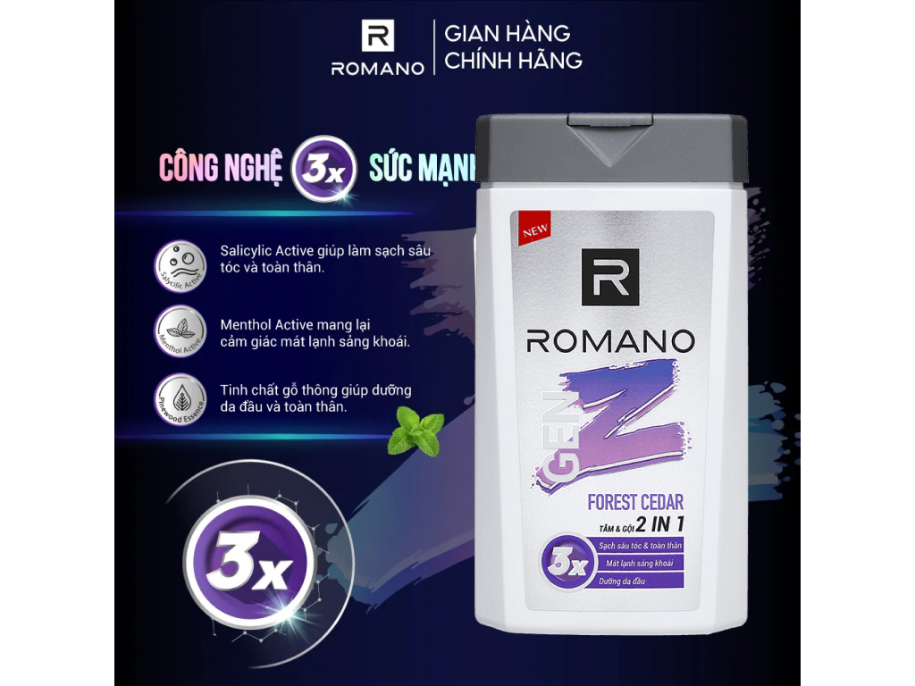 Tắm gội 2 in 1 Romano Genz Forest Cedar 150g Bách hóa XANH