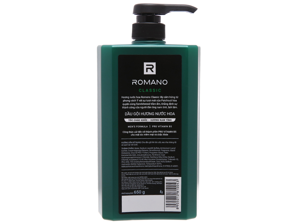 Dầu gội tóc chắc khoẻ Romano 650g giá tốt tại Bách hoá XANH