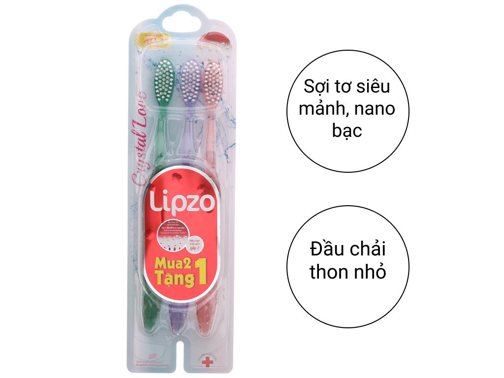 3 bàn chải Lipzo Crystal chỉ tơ giá tốt tại Bách hoá XANH