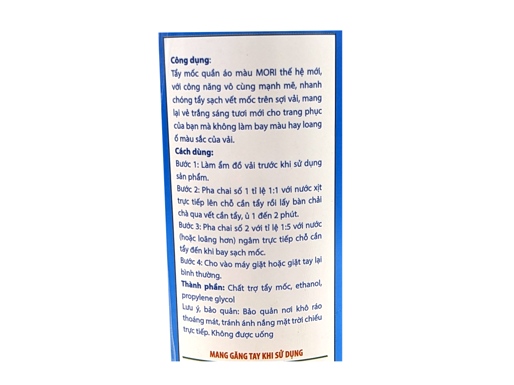 2 chai tẩy mốc quần áo màu Mori 500ml | Bách Hoá XANH