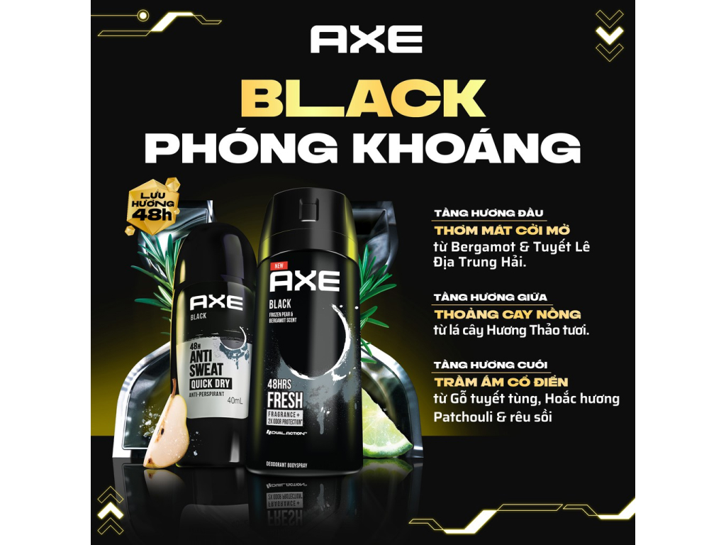 Lăn khử mùi AXE Black hương nước hoa 40ml tại Bách Hóa Xanh