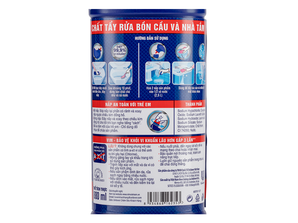 Tẩy bồn cầu Vim xanh biển 900ml giá tốt tại Bách hoá XANH