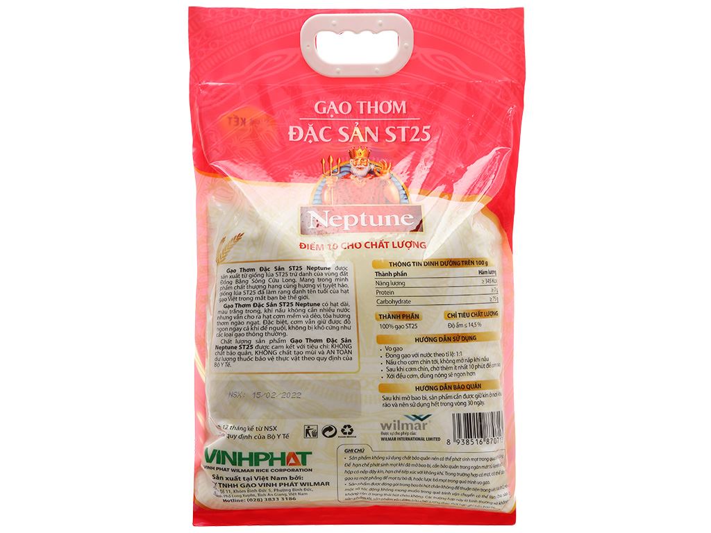 Gạo thơm đặc sản Neptune ST25 5kg giá tốt tại Bách hoá XANH