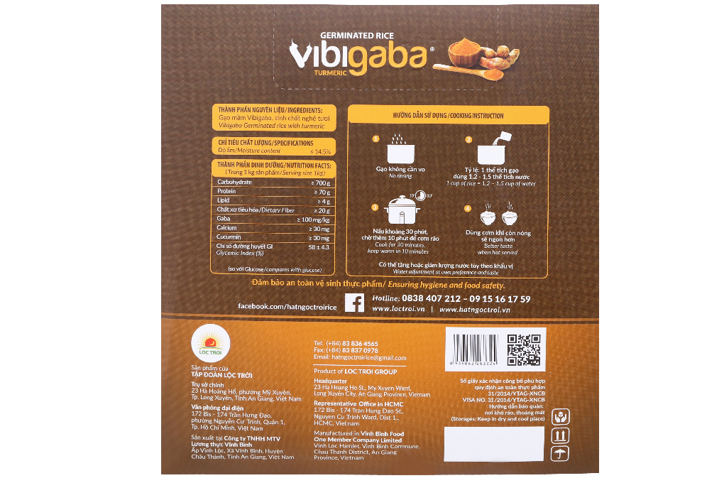 Gạo mầm Vibigaba Nghệ Hạt Ngọc trời 1kg