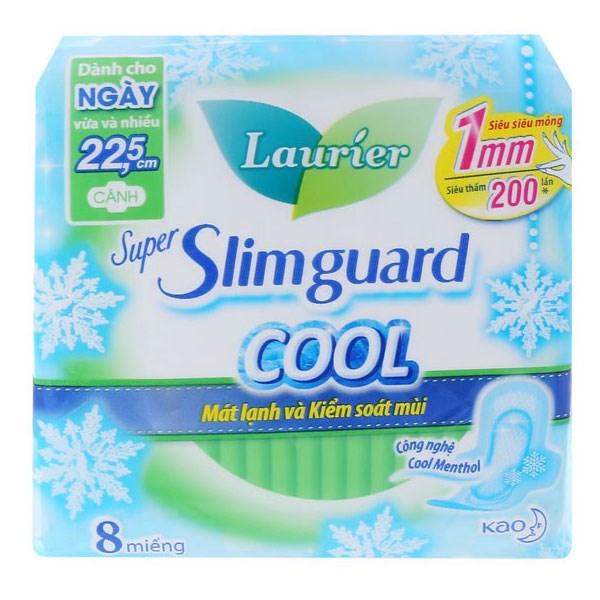 Băng vệ sinh Laurier Super Slimguard Cool siêu siêu mỏng có cánh gói 8 ...