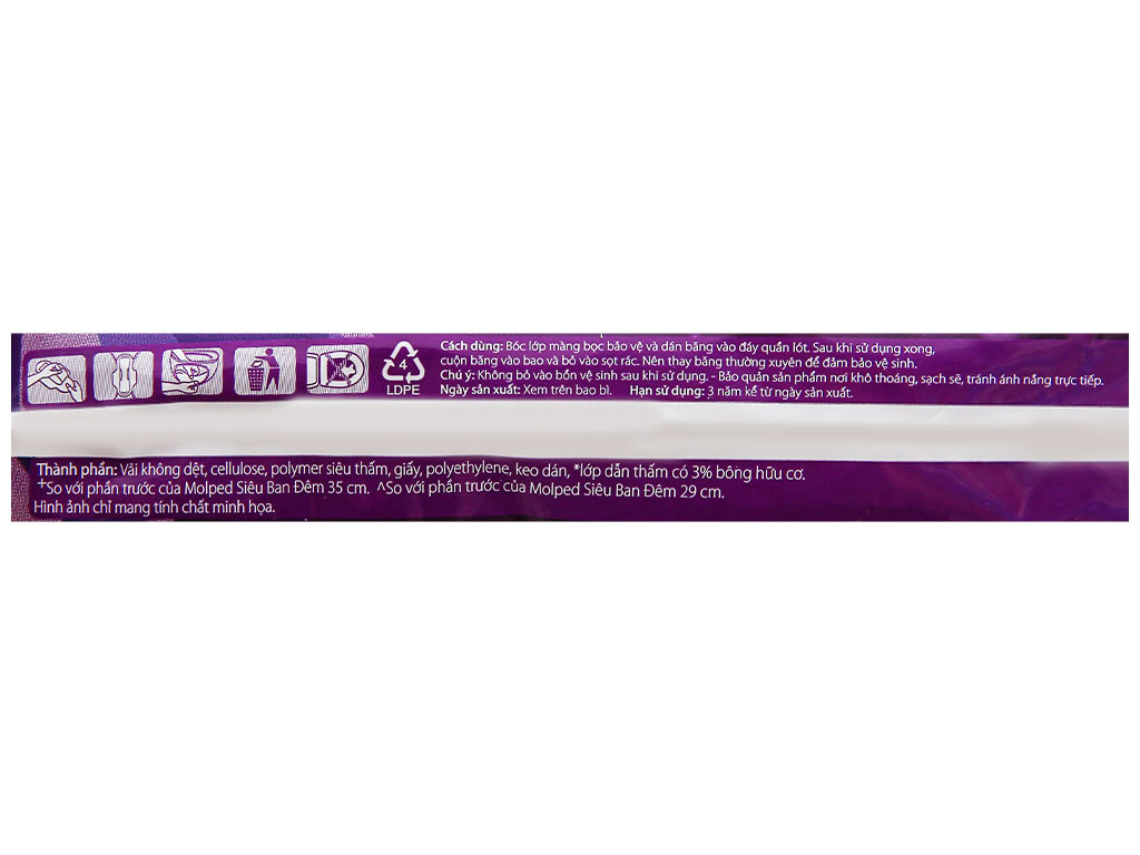 Băng vệ sinh ban đêm MOLPED cánh 3 miếng 35cm