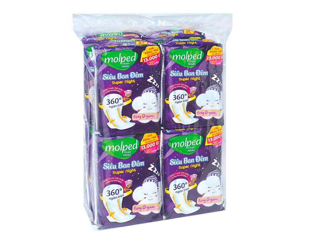 Lốc 8 gói băng vệ sinh ban đêm MOLPED cánh 3 miếng