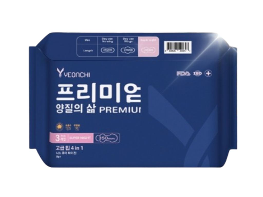 Băng vệ sinh siêu ban đêm Yeonchi Premium có cánh 3 miếng