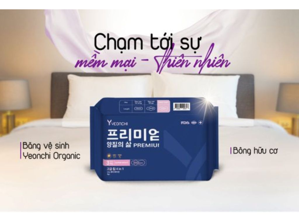 Băng vệ sinh siêu ban đêm Yeonchi Premium có cánh 3 miếng