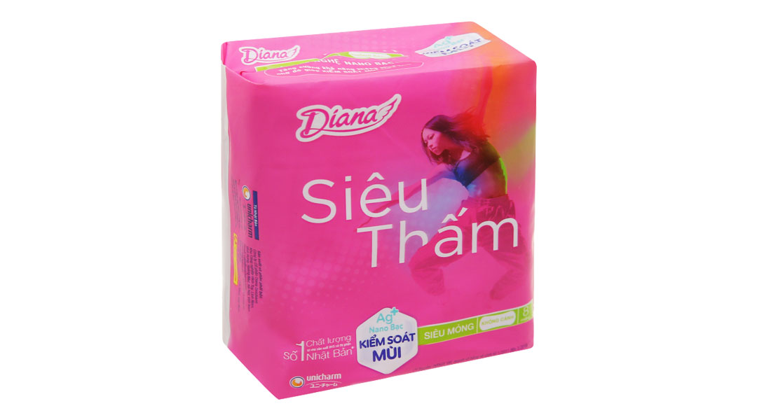 Băng vệ sinh Diana Maxi không cánh, siêu thấm, kiểm soát mùi gói 8 ...