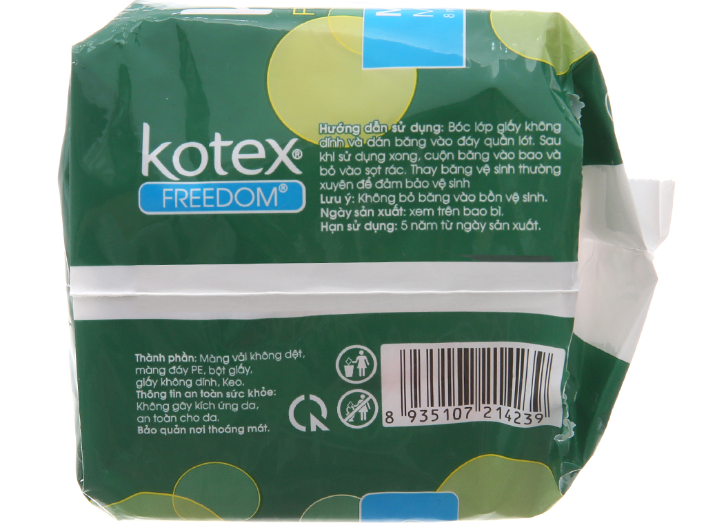 Băng vệ sinh Kotex Freedom mặt bông mềm mại, có cánh gói 8 miếng - 08/ ...