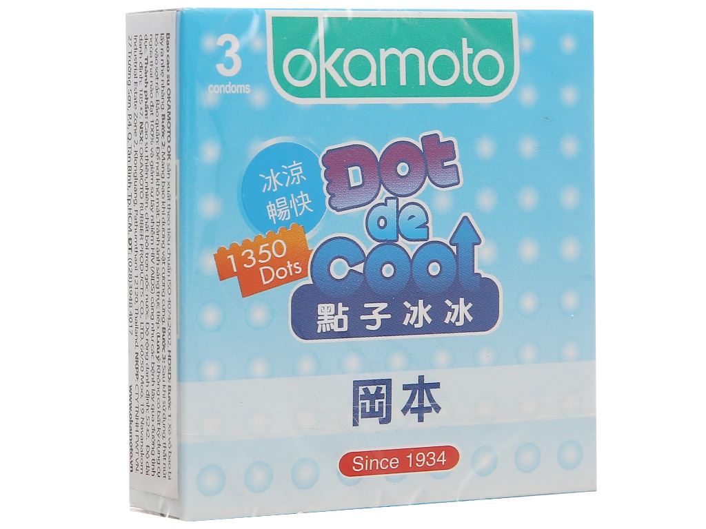 Hộp 3 cái bao cao su Okamoto Dot De Cool tại bách hóa XANH