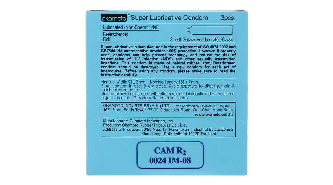 Bao cao su Okamoto Skinless Skin Super Lubricative 53mm hộp 3 cái - 08/ ...