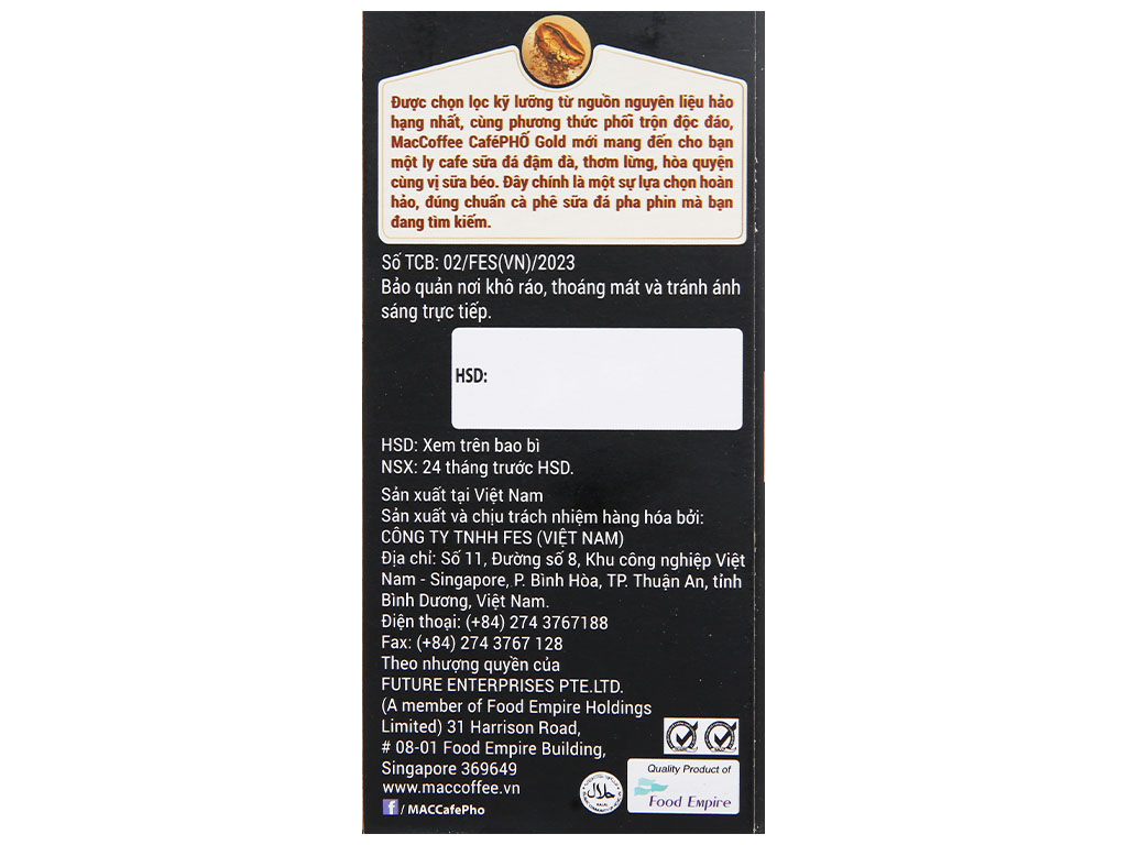 Cà phê sữa MacCoffee Café Phố Gold 3in1 290g | Bách Hoá XANH