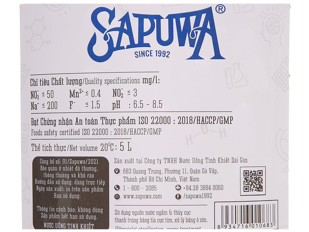 Nước uống Sapuwa 5 lít chính hãng, giá tốt tại Bách Hoá XANH
