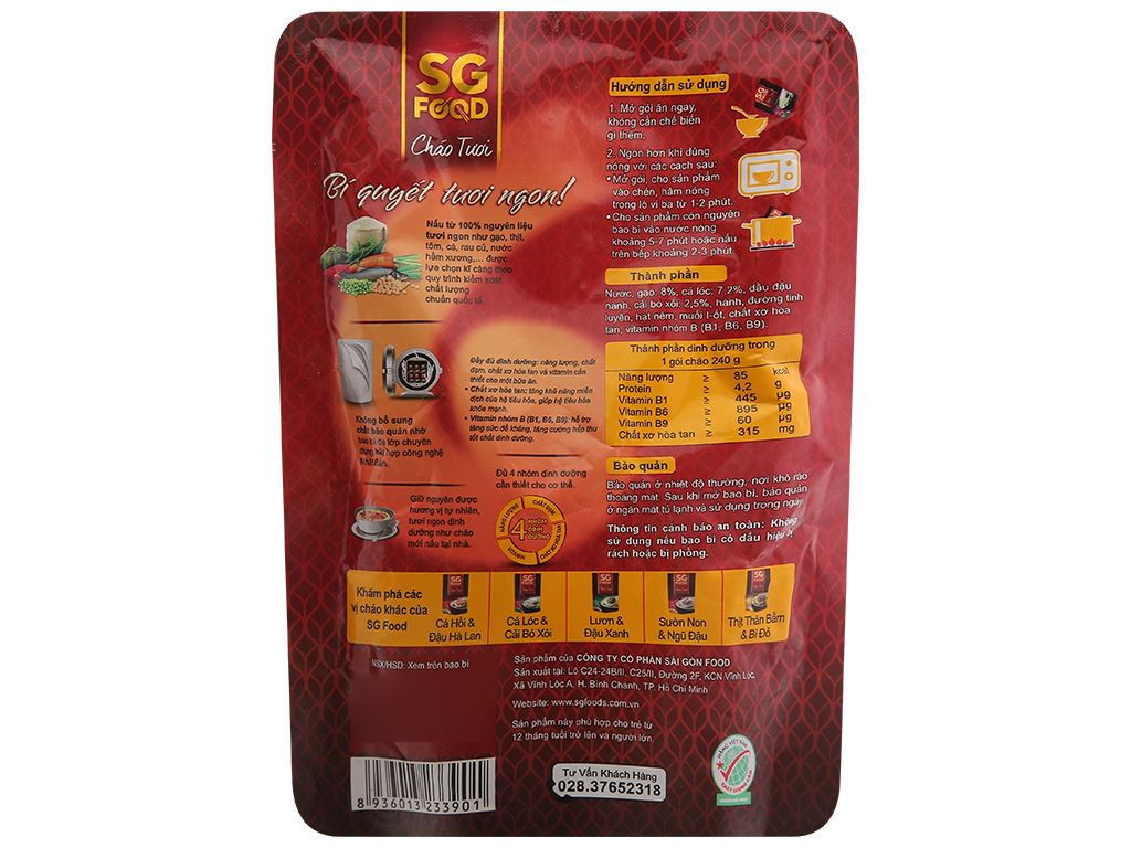 Cháo tươi cá lóc cải bó xôi 240g giá tốt tại Bách hoá XANH