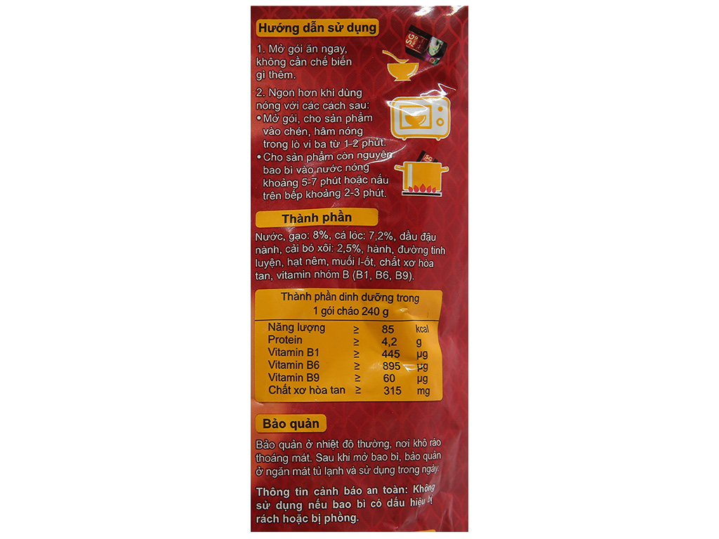 Cháo tươi cá lóc cải bó xôi 240g giá tốt tại Bách hoá XANH