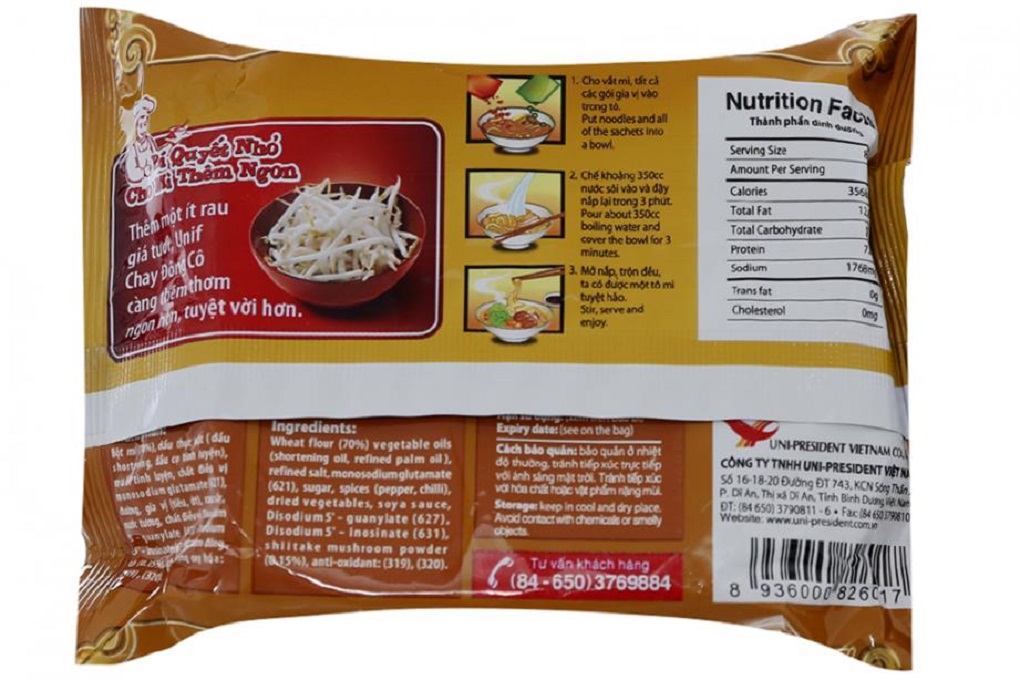 Mì Unif Chay hương vị nấm đông cô 80G