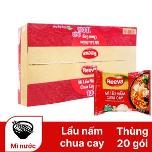 Thùng 20 gói mì Reeva lẩu nấm 85g giá tốt tại Bách hoá XANH