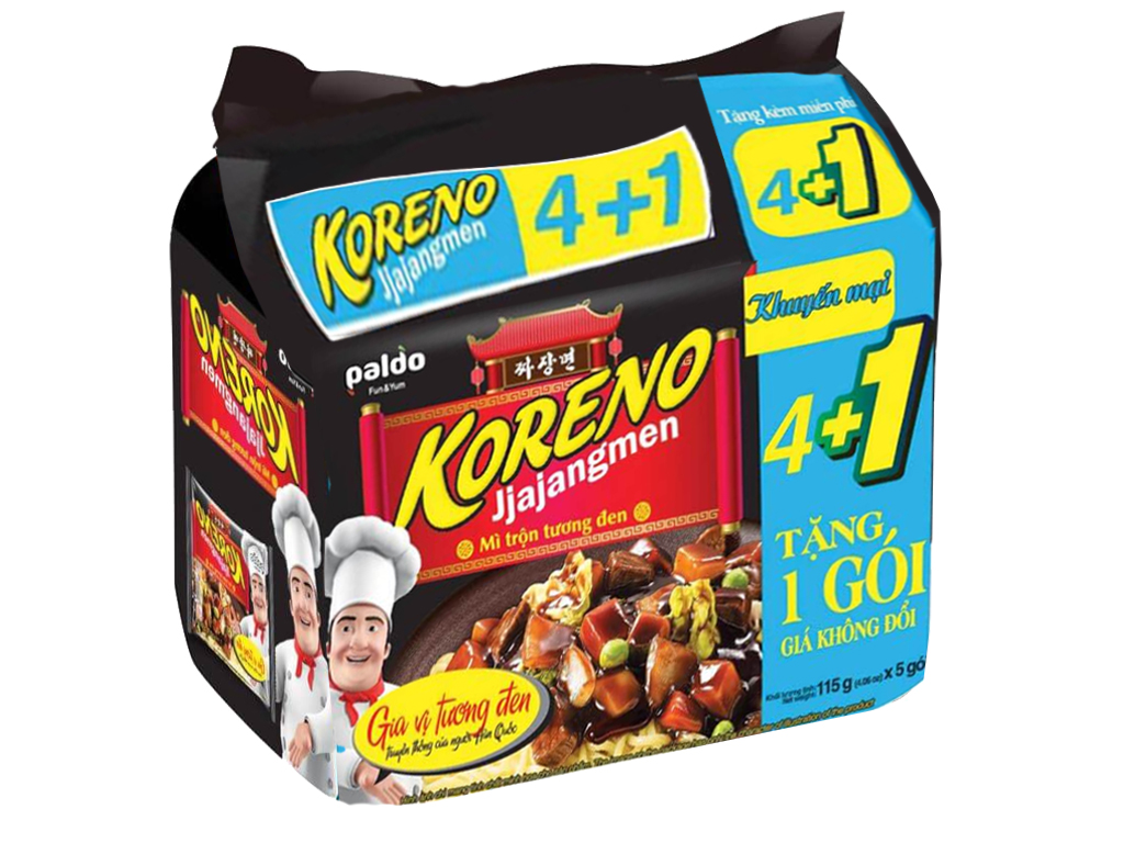 Lốc 5 gói mì tương đen Koreno 115g giá tốt tại Bách hoá XANH