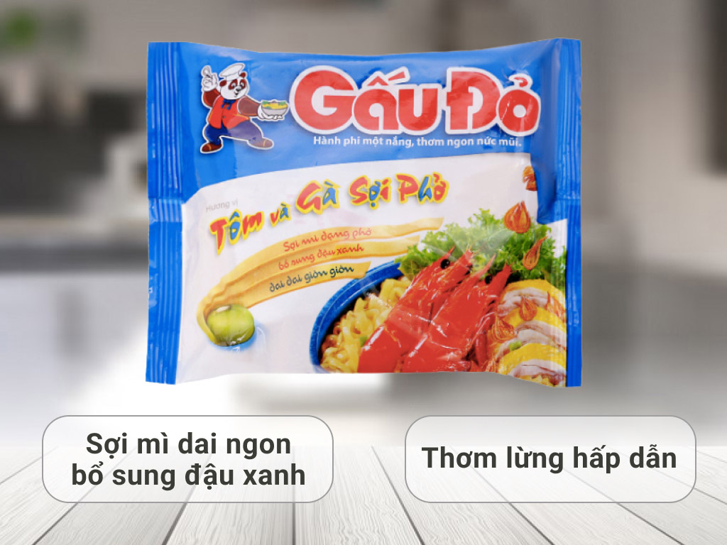 Mì Gấu Đỏ tôm và gà sợi phở 63g giá tốt tại Bách hoá XANH