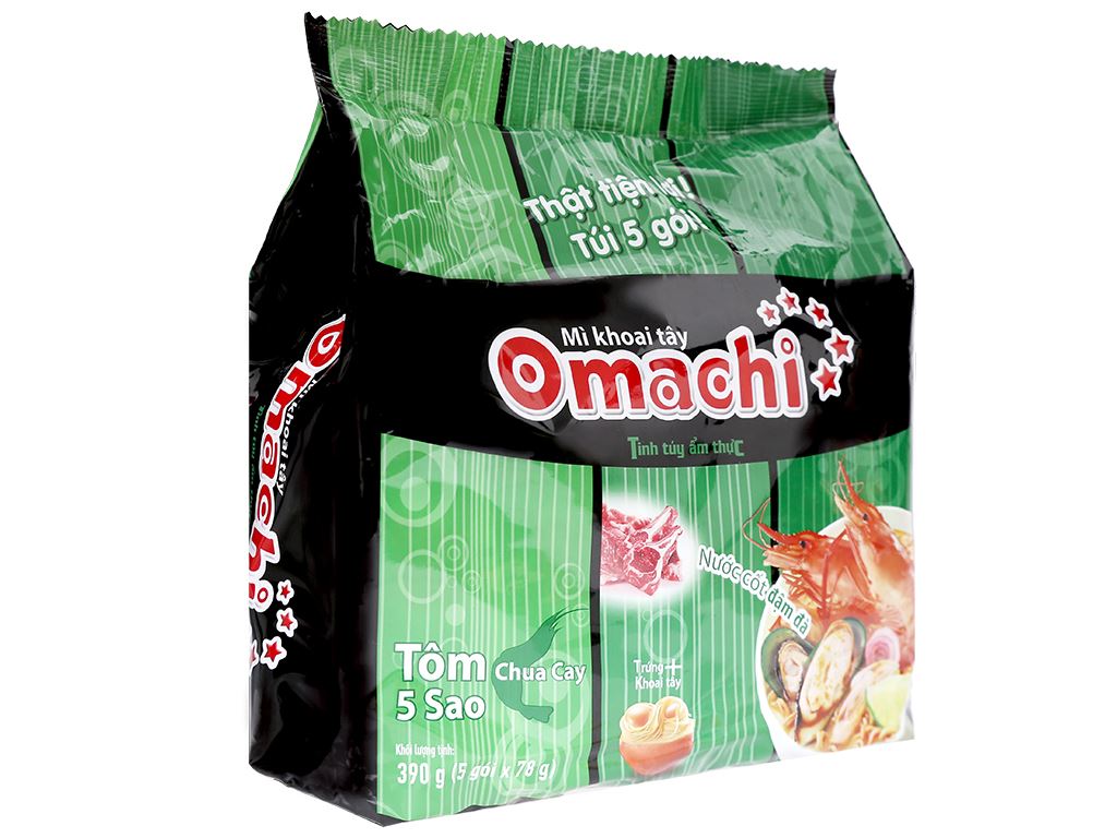 Lốc 5 gói Omachi 5 sao vị tôm 78g giá tốt tại Bách hoá XANH