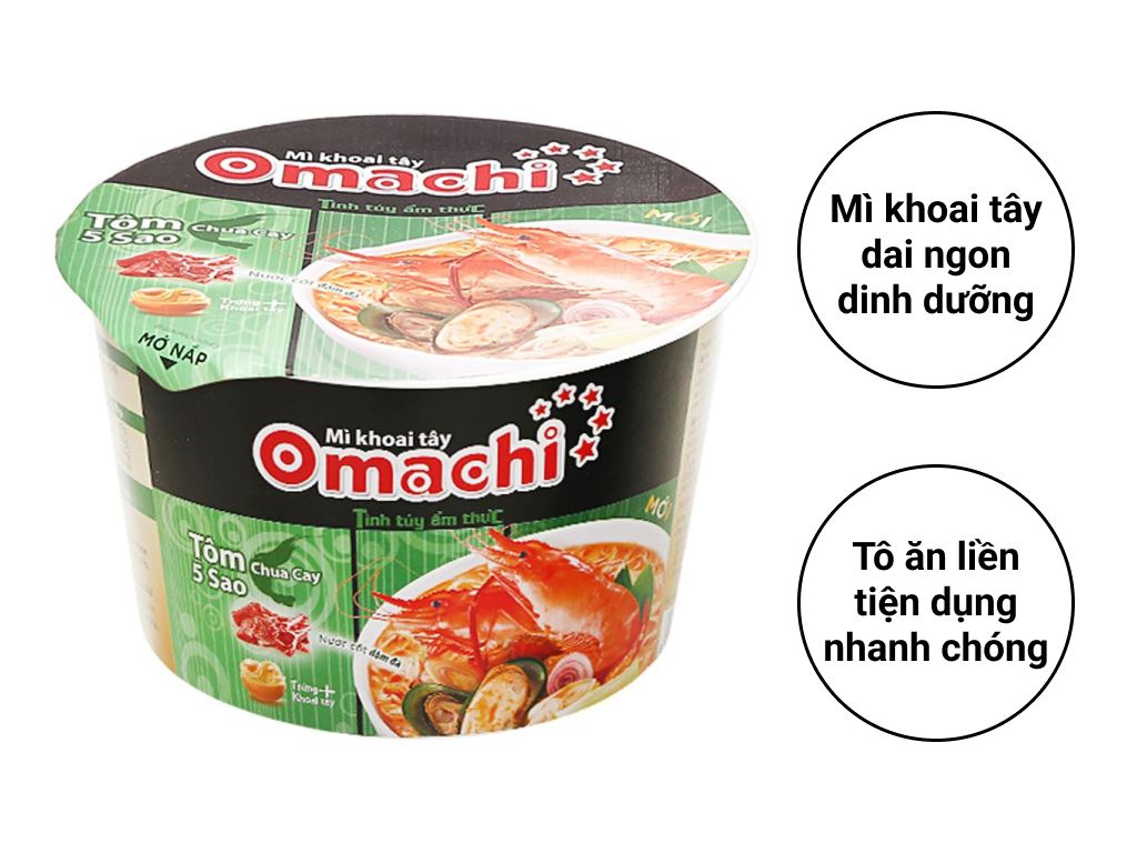 12 hộp mì Omachi 5 sao vị tôm 90g giá tốt tại Bách hoá XANH