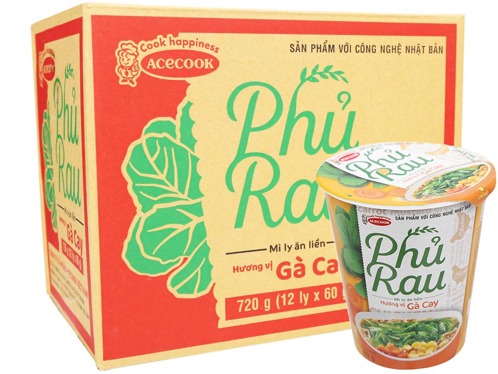 Thùng 12 ly mì AceCook gà cay 60g giá tốt tại Bách hoá XANH