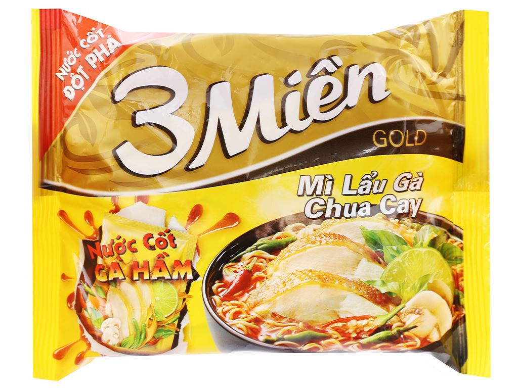 Mì 3 Miền Gold lẩu gà chua cay 75g giá tốt tại Bách hoá XANH