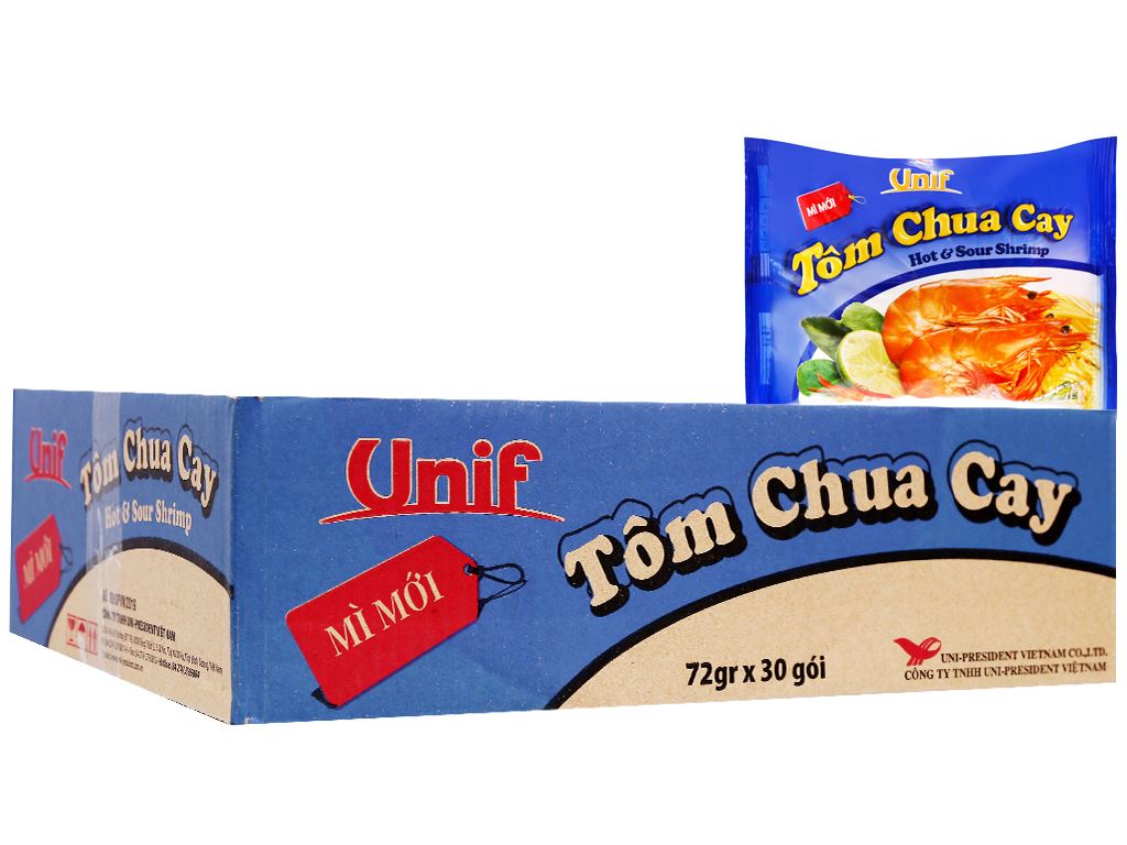 Thùng 30 gói mì Unif vị tôm 72g giá tốt tại Bách hoá XANH