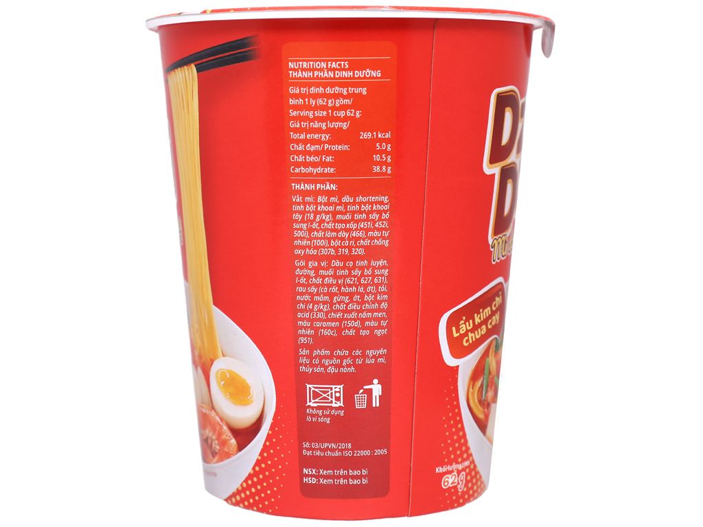 Mì Dzai Dzai lẩu kim chi ly 62g giá tốt tại Bách hoá XANH