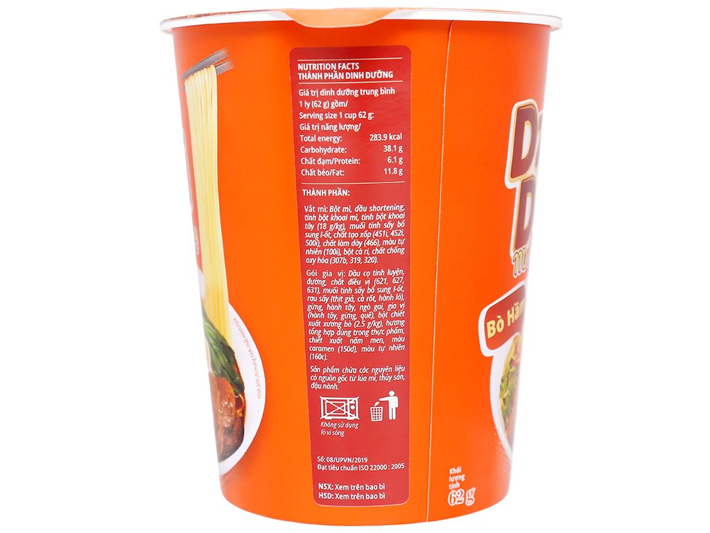 Mì Dzai Dzai vị bò hầm ly 62g giá tốt tại Bách hoá XANH