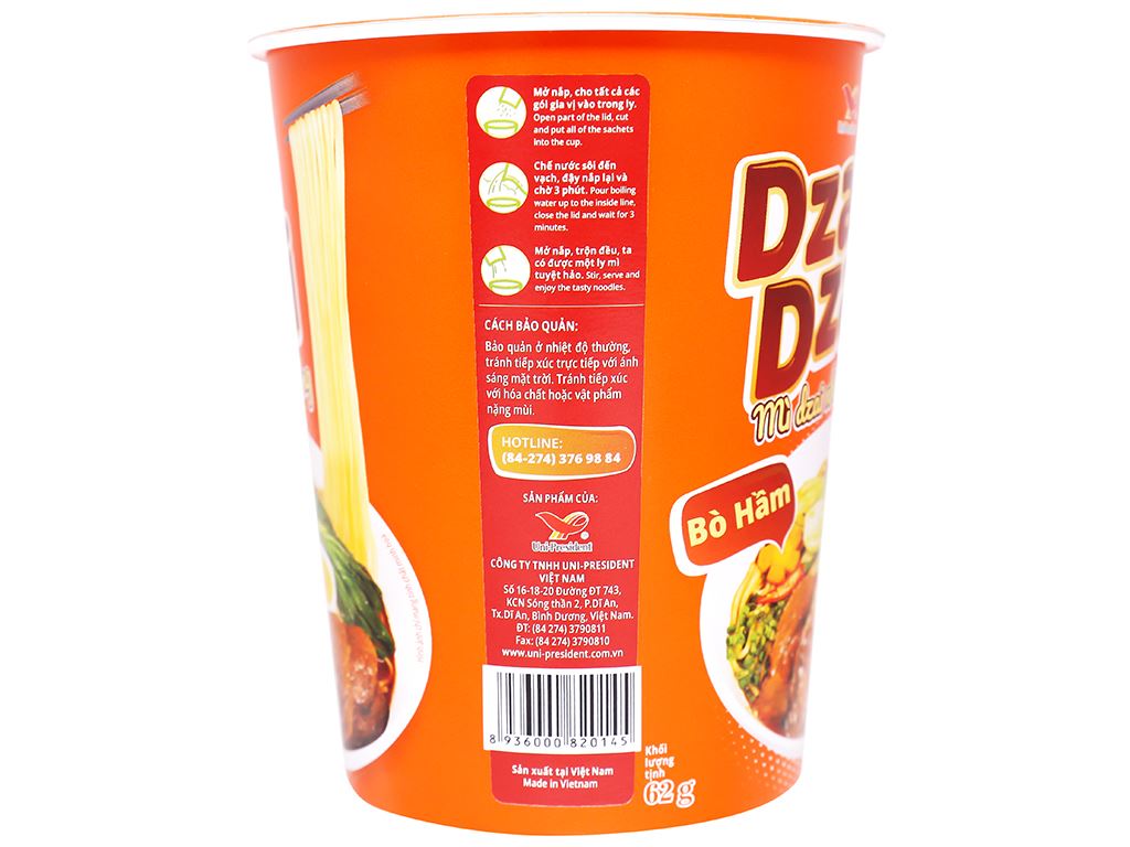 Mì Dzai Dzai vị bò hầm ly 62g giá tốt tại Bách hoá XANH