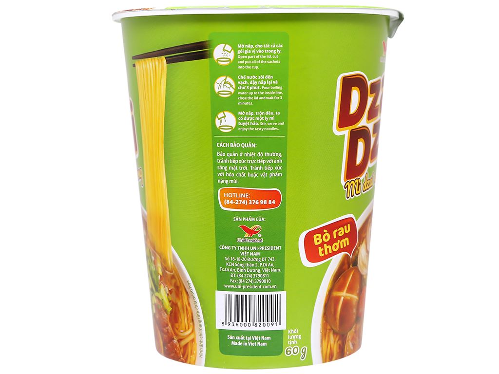 24 ly mì Dzai Dzai bò rau thơm 60g giá tốt tại Bách hoá XANH