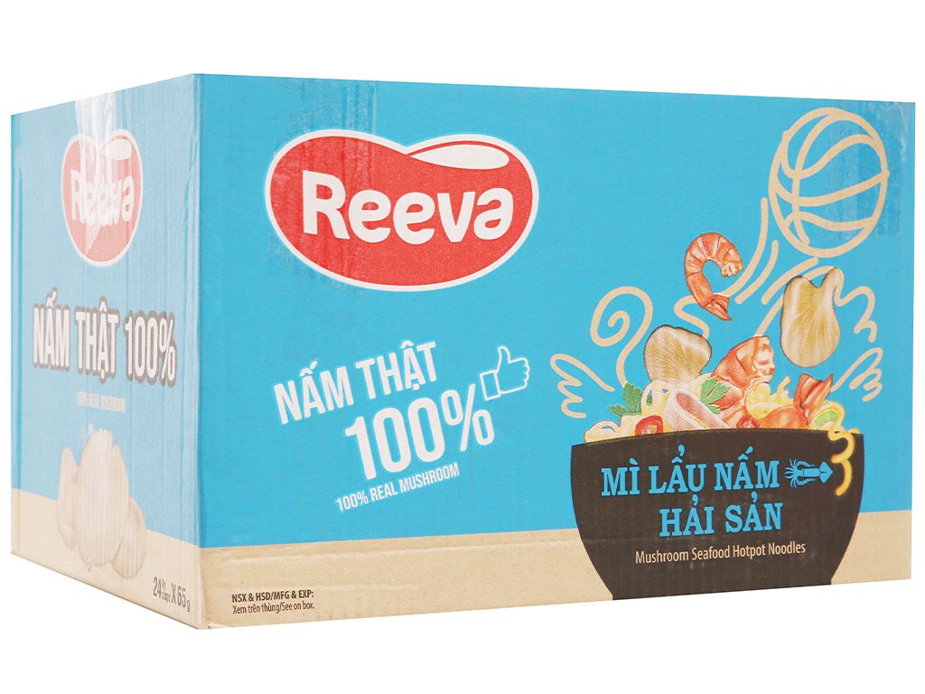 24 ly mì Reeva lẩu nấm hải sản 65g giá tốt tại Bách hoá XANH