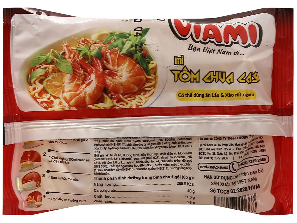 Mì Viami vị tôm chua cay gói 65g giá tốt tại Bách hoá XANH