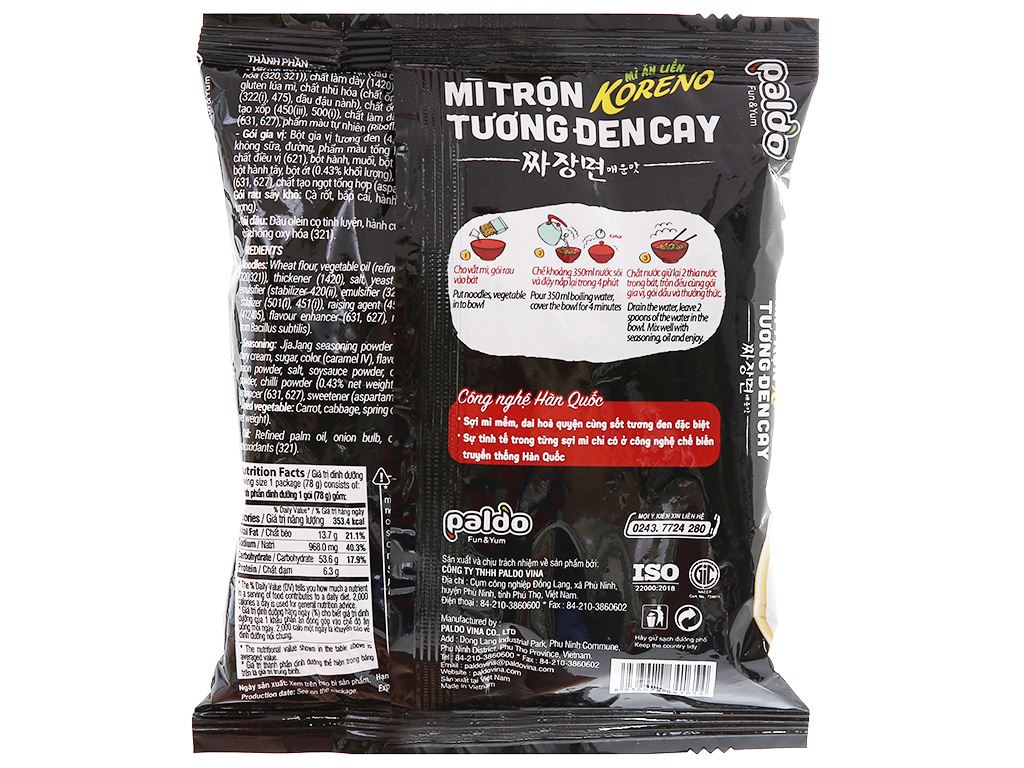 20 gói mì trộn tương đen Cay Koreno 78g tại Bách hóa XANH