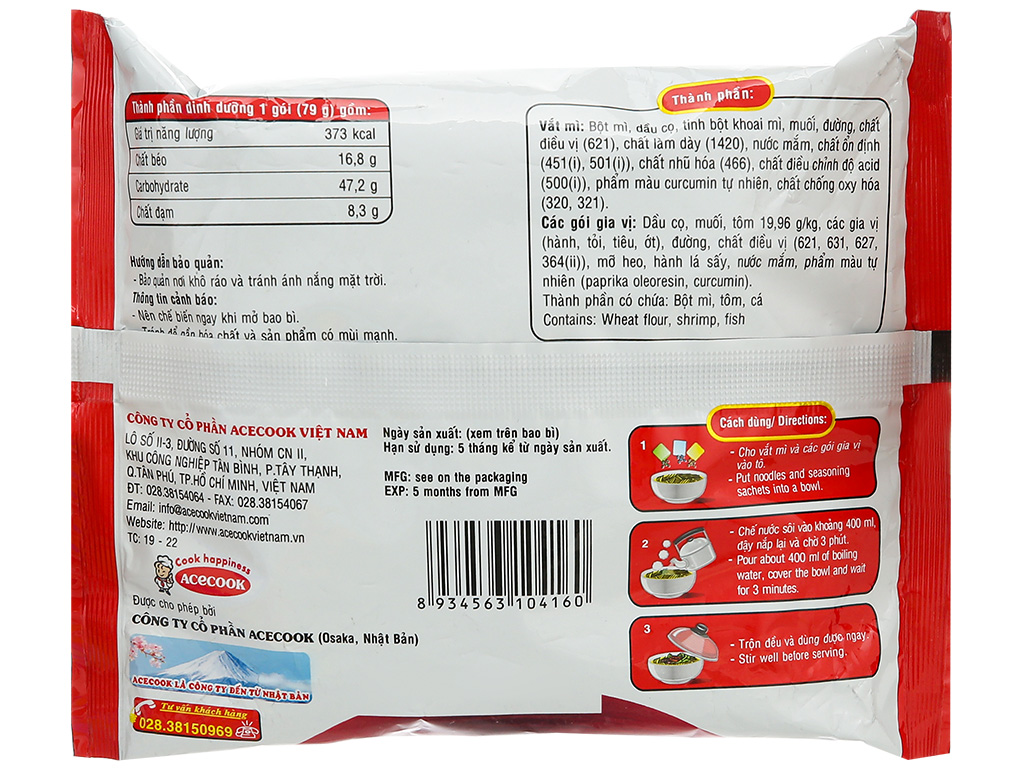 Mì hoành thánh Acecook tôm 79g giá tốt tại Bách hóa XANH