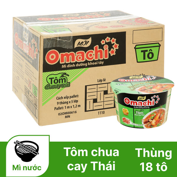 Thùng 18 tô mì Omachi lẩu tôm càng 92g tại Bách hóa XANH
