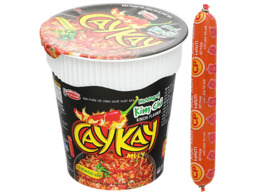 Mì Caykay kim chi 64g, xúc xích ham C.P 60g Bách hóa XANH