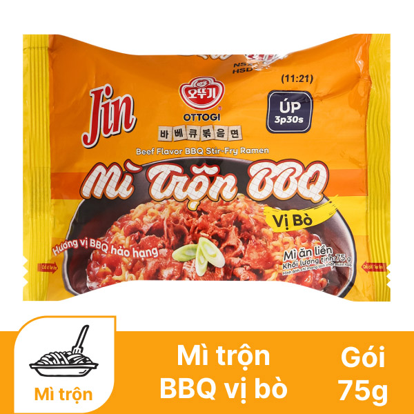 Mì trộn BBQ Ottogi vị bò gói 75g giá tốt tại Bách hóa XANH