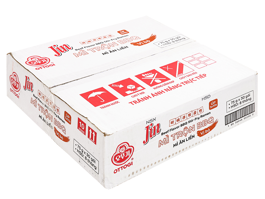 Thùng 30 gói mì trộn BBQ Ottogi vị bò 75g tại Bách hóa XANH