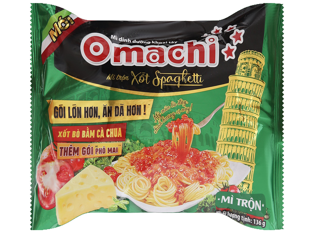 Mì trộn Omachi xốt Spaghetti gói 136g tại Bách hóa XANH
