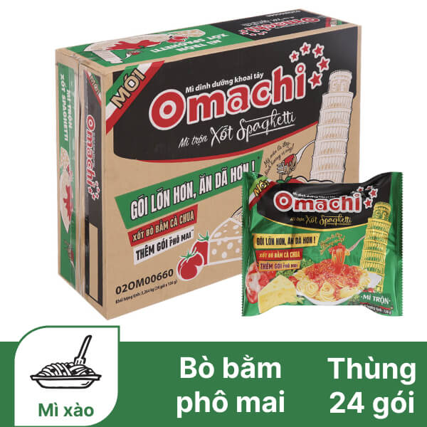 Thùng 24 gói mì trộn Omachi Spaghetti 136g tại Bách hóa XANH