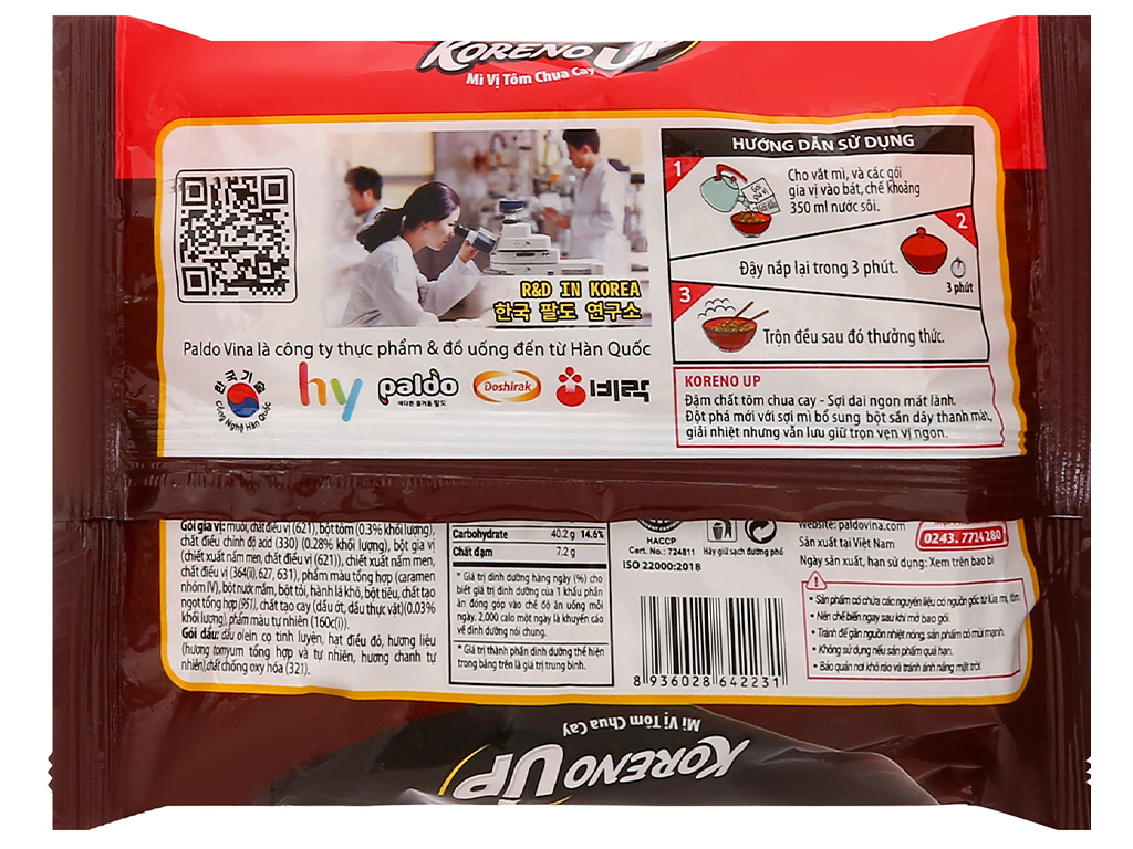 Mì Koreno Up tôm chua cay gói 67g tại Bách hóa XANH