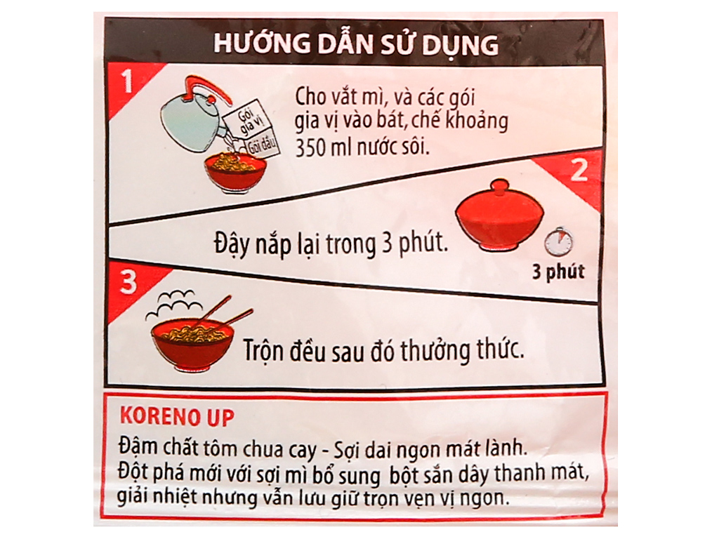 Mì Koreno Up tôm chua cay gói 67g tại Bách hóa XANH